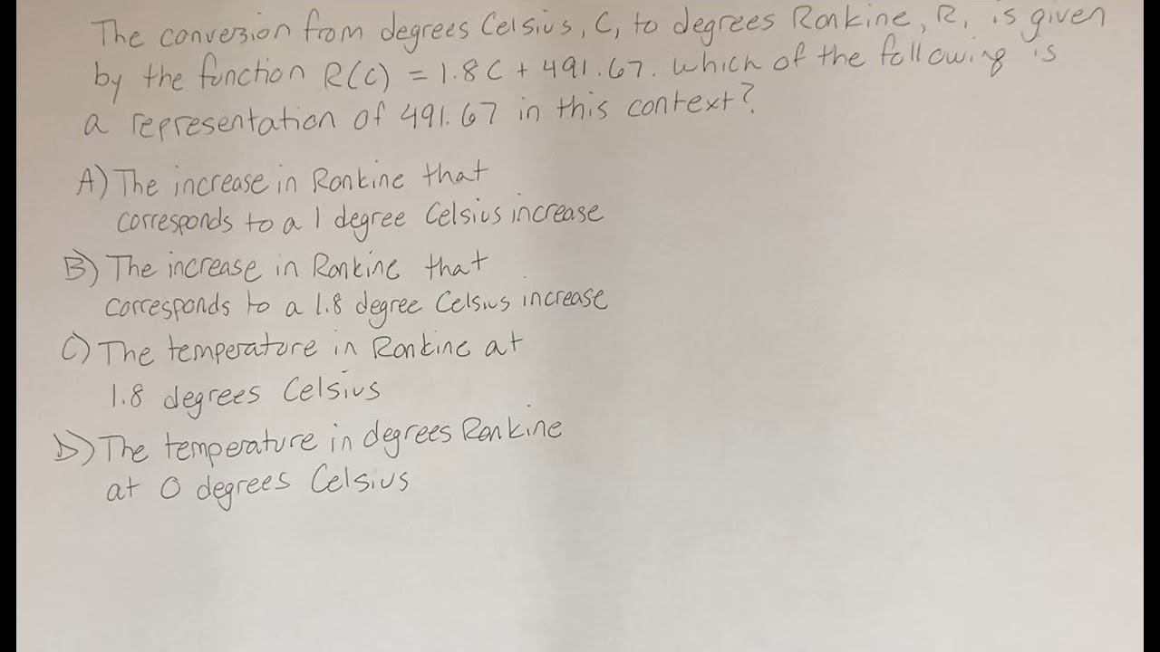 The Rankine scale is an alternate scale for measuring temperature where ...