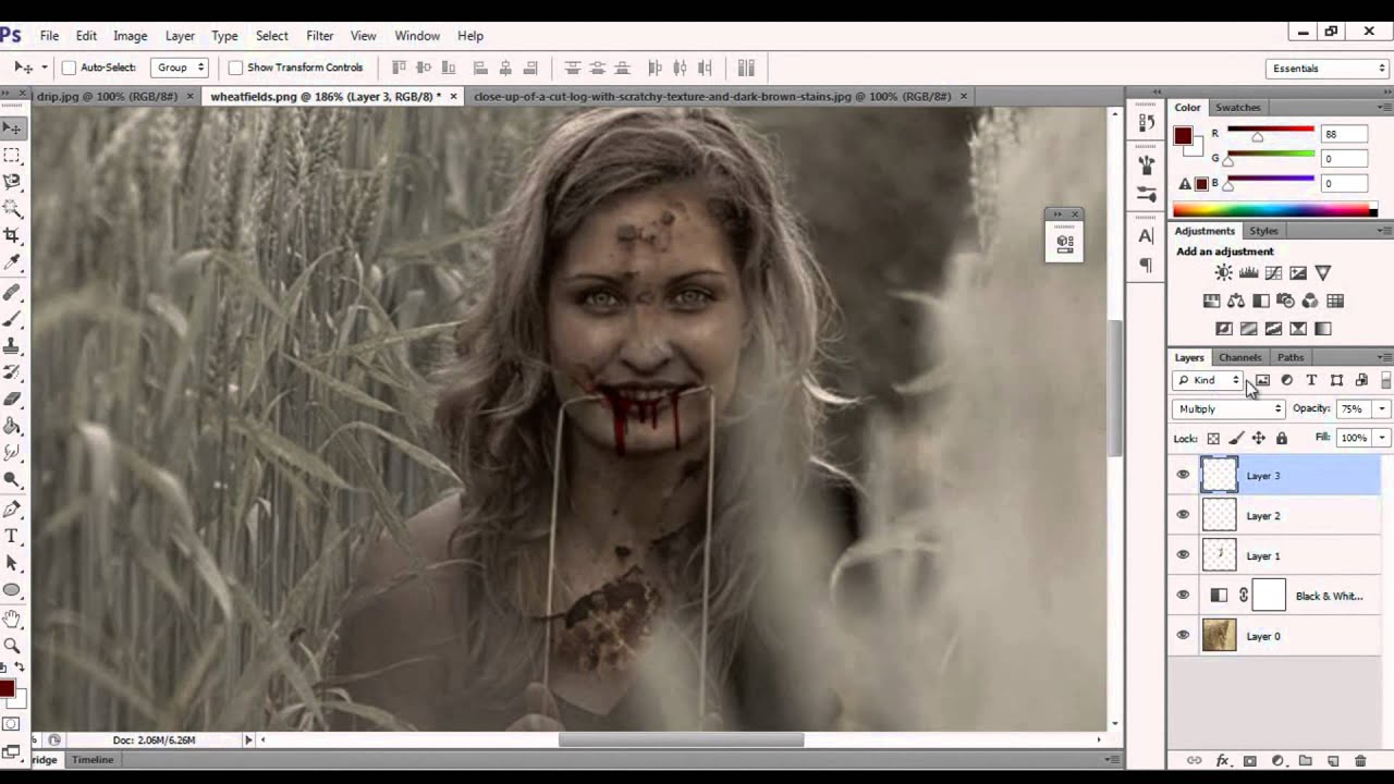 Photoshop CS6: Easy Horror Movie Zombie Transformation Tutorial - YouTube