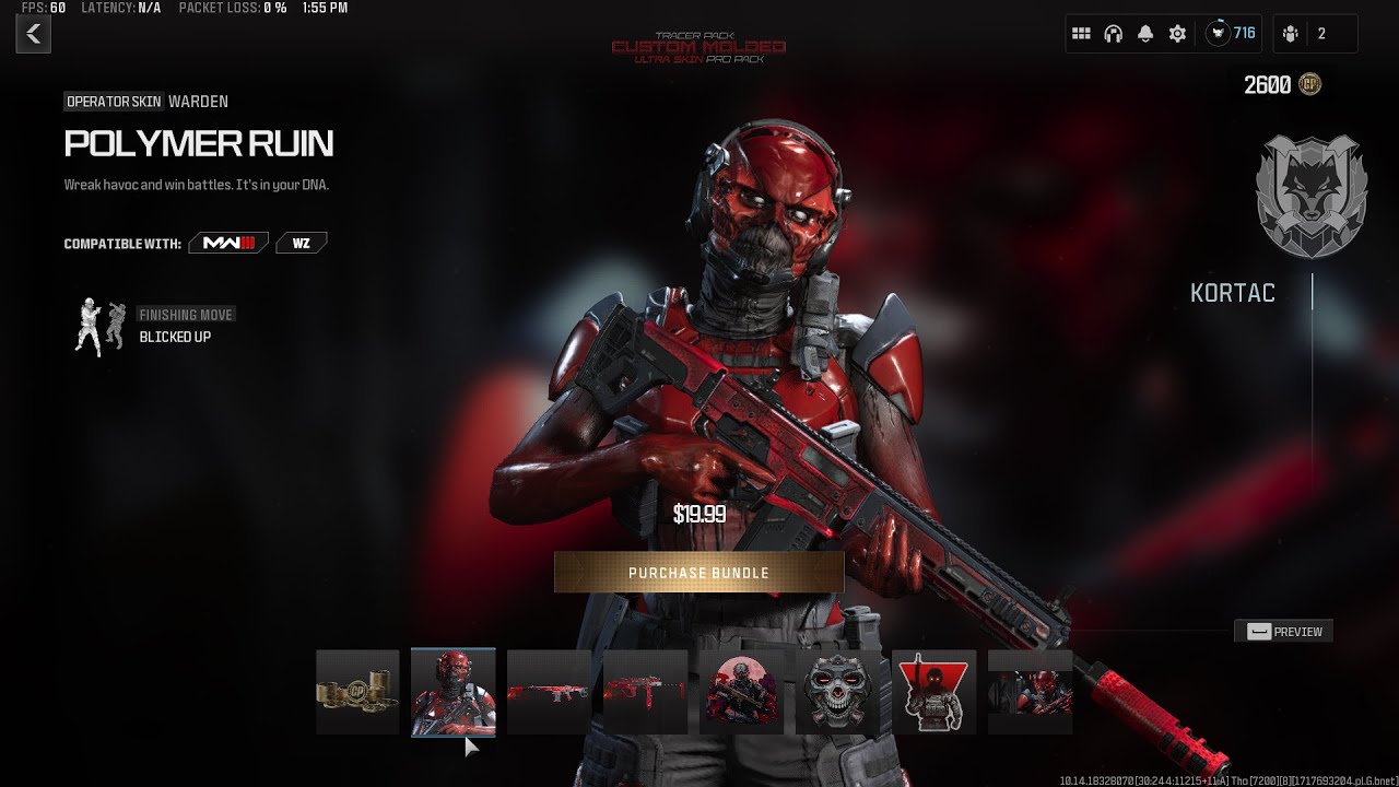 NEW SEASON 4 MW3/WARZONE: CUSTOM MOLDED ULTRA SKIN TRACER PACK (WARDEN ...