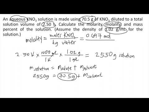 [Part 2-Molality] An aqueous KNO3 solution is made using 70.5 g of KNO3 ...