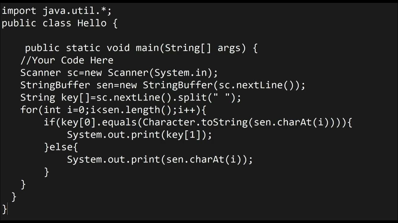 SkillRack-Daily Challenge -Replace CH1 by CH2 (Program Id: 7935) 24/12/2022 (JAVA/C) - YouTube