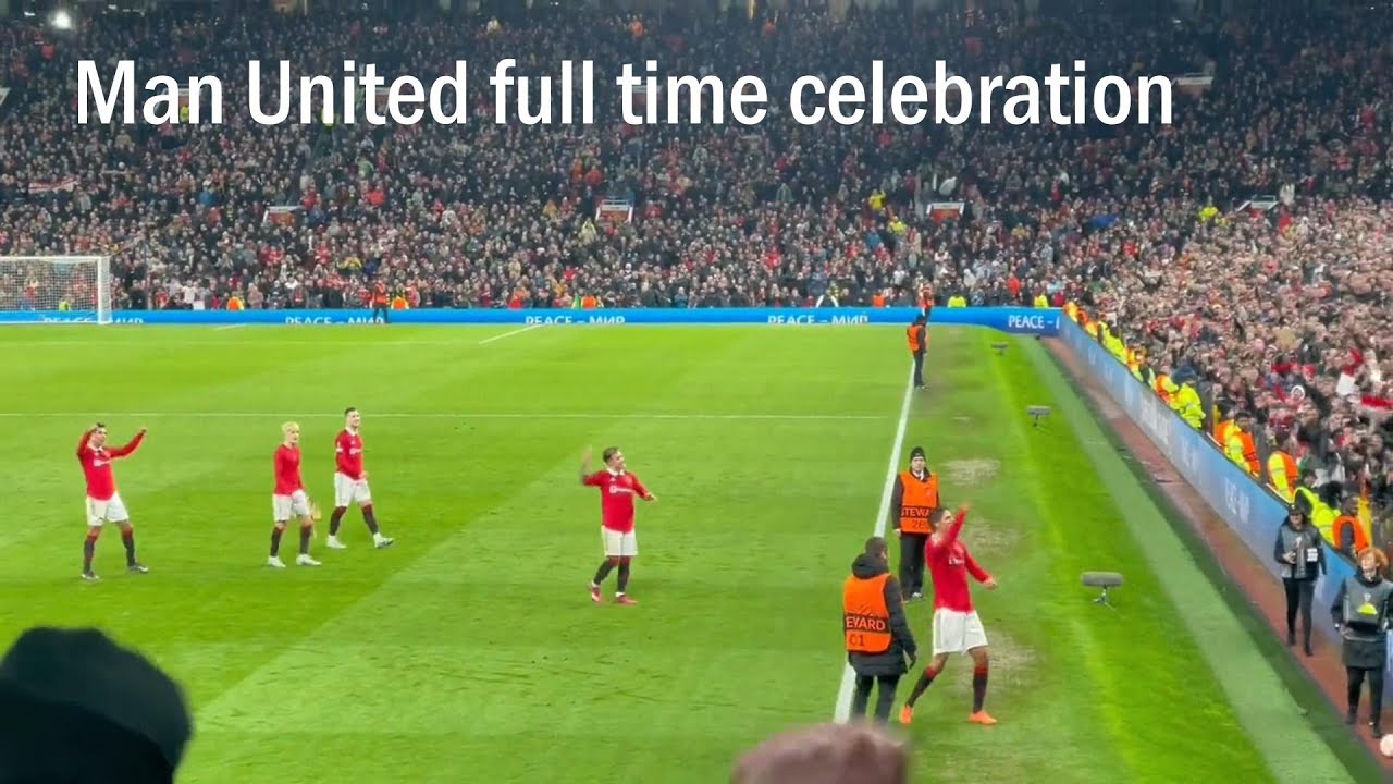 Varane and Man United passionate full time celebration vs Barcelona ...