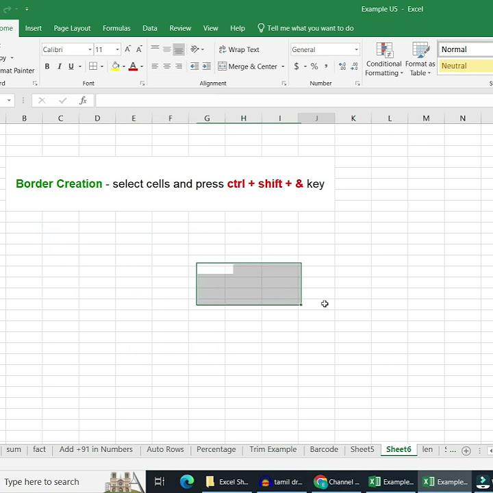 shortcut to create border in excel - தமிழில் (excel tips) #shorts - YouTube