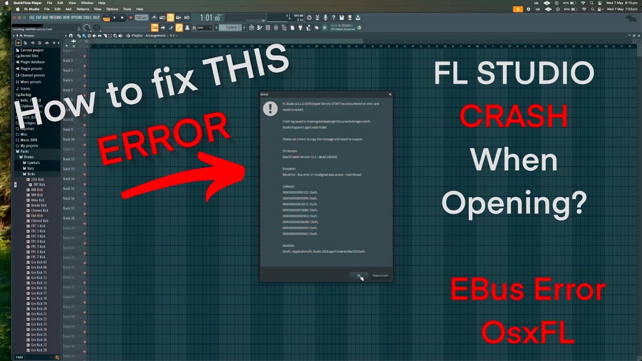 How to fix FL Studio Crash ERROR - OsxFL (EBusError or misaligned data ...