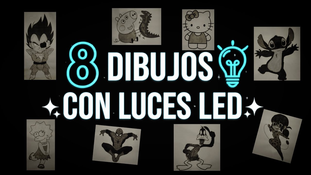 PINTANDO 8 DIBUJOS CON LUCES LED DE COLOR ️ROJO 💚VERDE Y 💙AZUL - YouTube