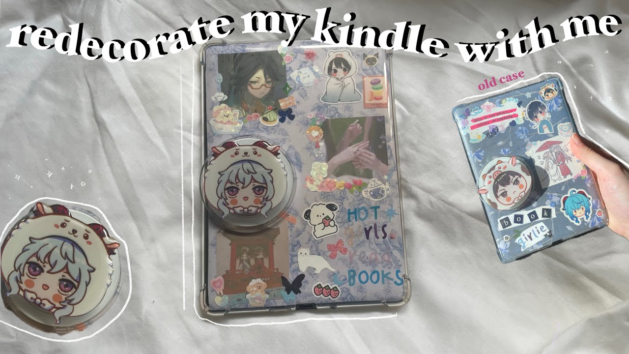 decorate my kindle paperwhite case with me | aesthetic, light blue ...