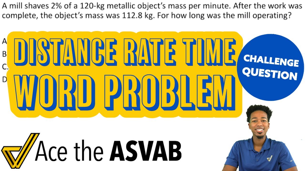 ASVAB Arithmetic Reasoning - Distance Rate Time Word Problem (Challenge ...