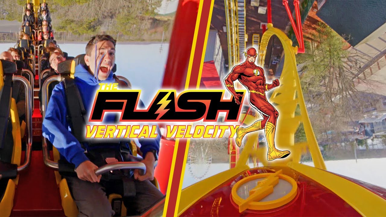 First Ride Reaction on THE FLASH: Vertical Velocity at Six Flags Great ...