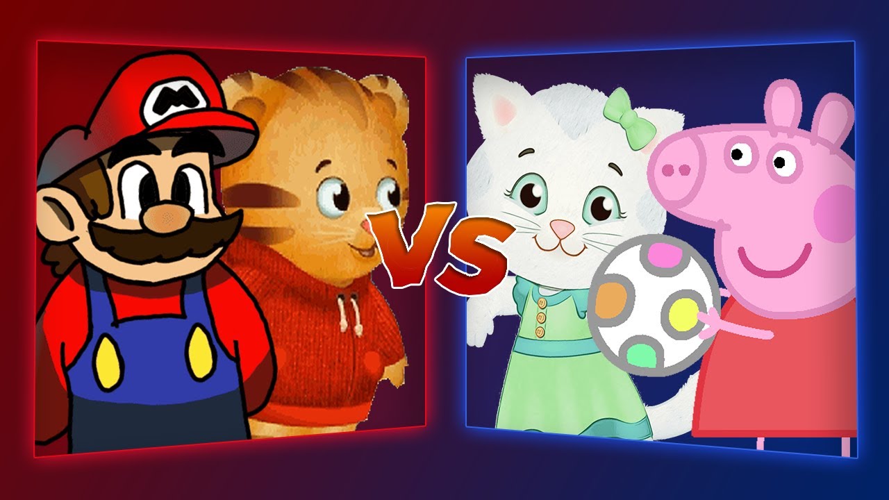 MUGEN Battle - Mario/Daniel Tiger vs Peppa Pig/Katerina Kittycat - YouTube