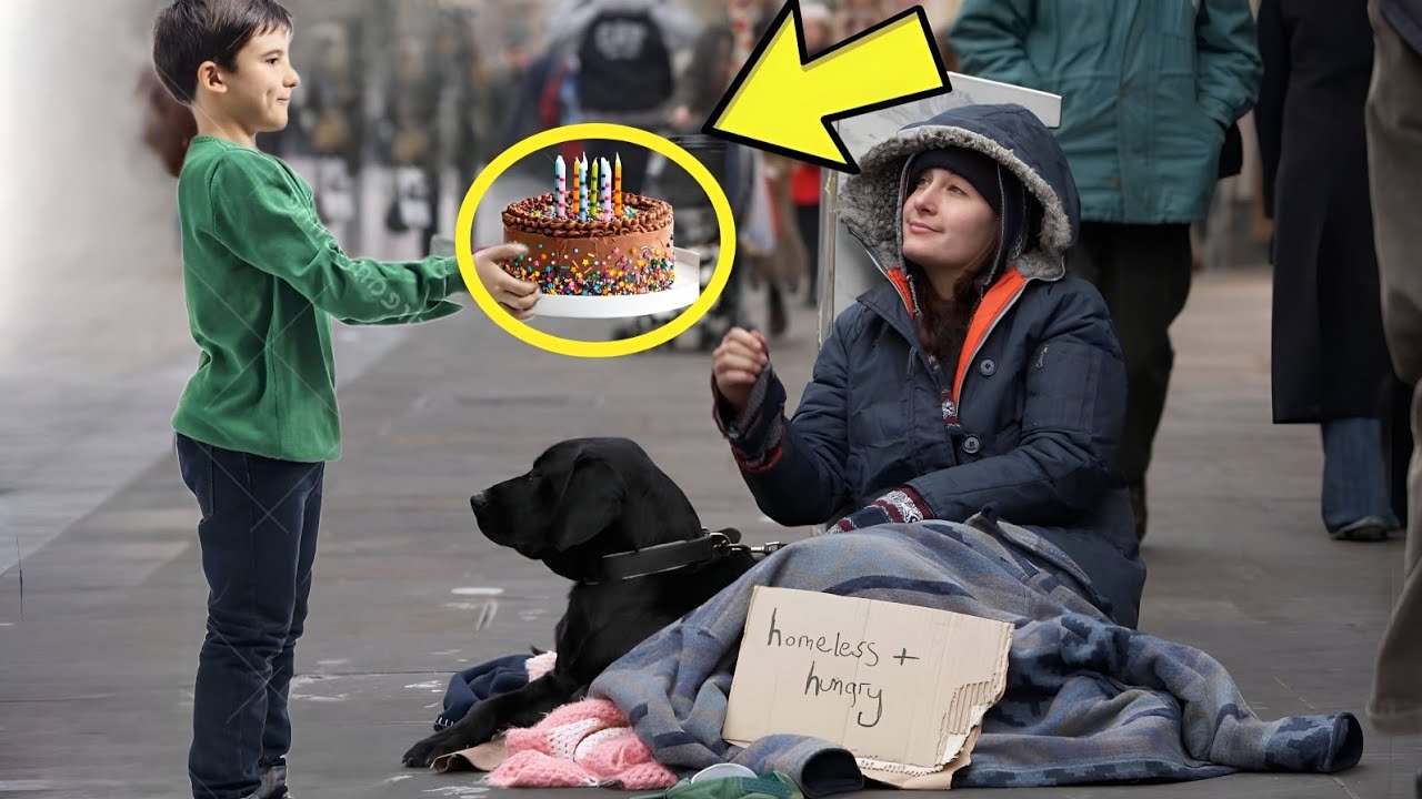 Boy Shares Birthday Cake With Homeless Woman, Next Day She comes back ...