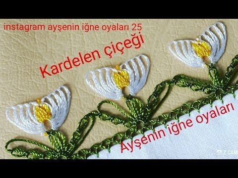 194.model Yeni kendi  tasarımım  herkesin çok begenecegi kardelen çiçeği çıtıpıtı iğne oyası modeli