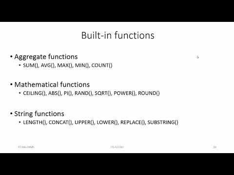 Built in functions in MySQL | Module 3 | ITT206 DBMS - YouTube
