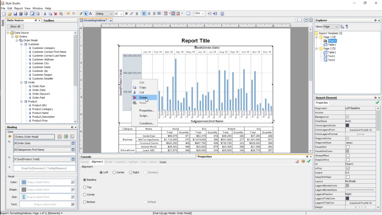 Formatting data in a report - YouTube