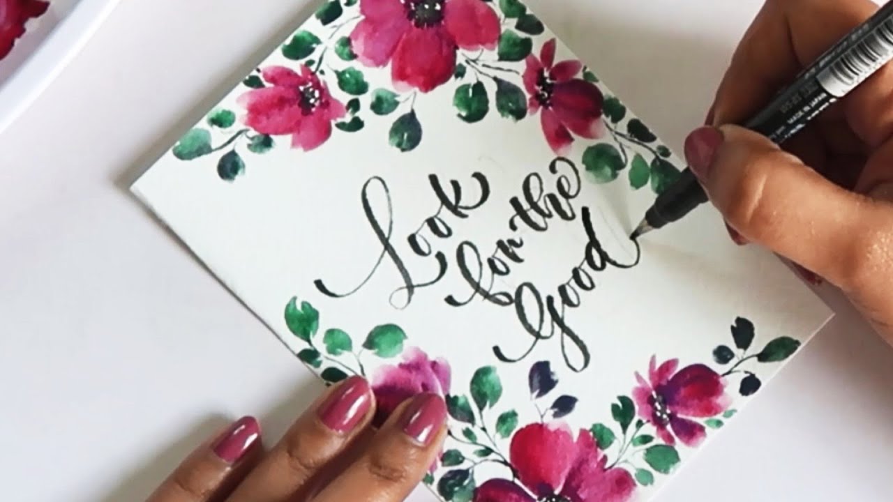 Floral Watercolor Card | Border design | Painting DIY Ideas for ...