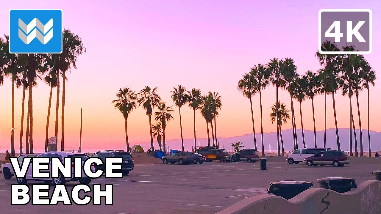 [4K] Sunset at Venice Beach, Los Angeles California - Virtual Walking ...
