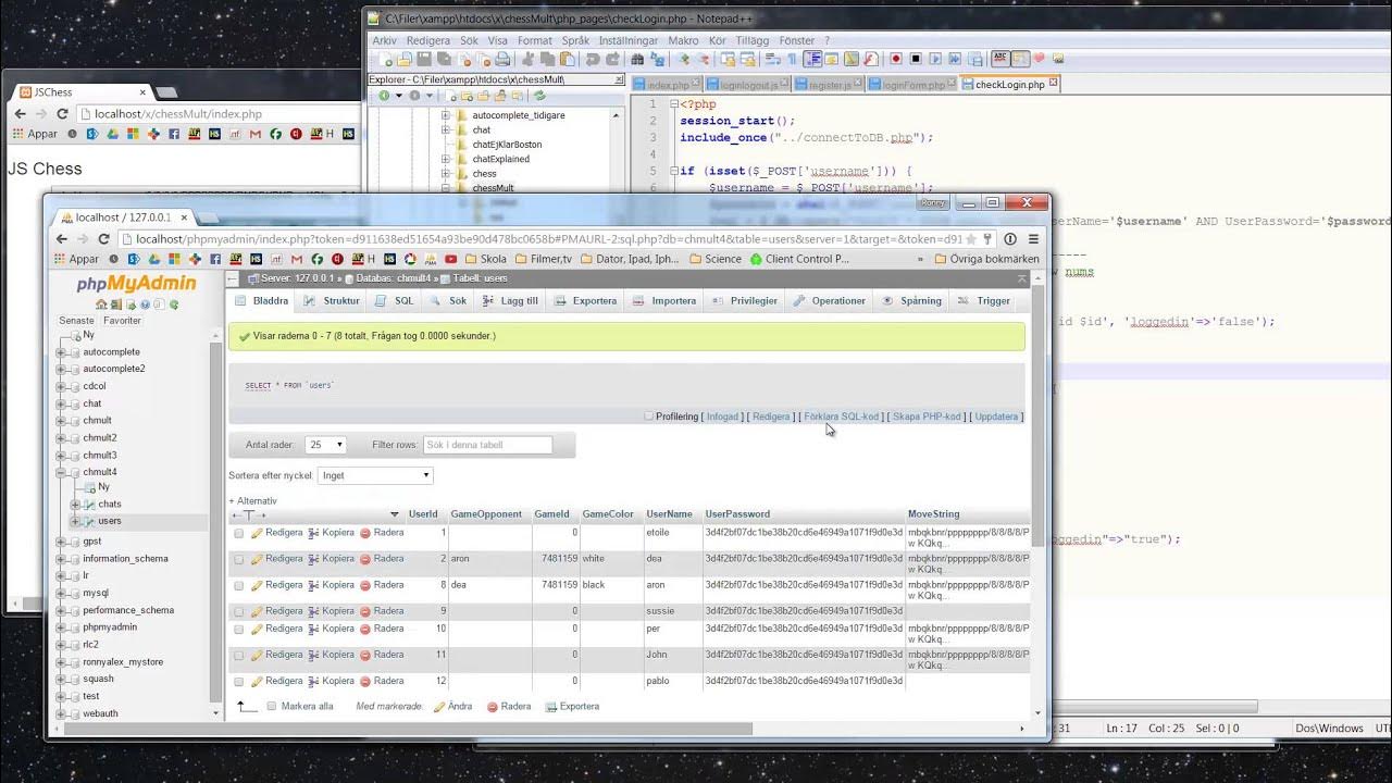 Programming a multiplayer game with javascript php sql Part 4.1 the login and logout with SQL ...