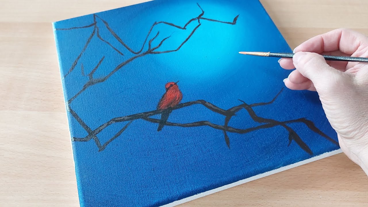 Bird painting | How to draw bird | Easy Acrylic Painting for Beginners ...