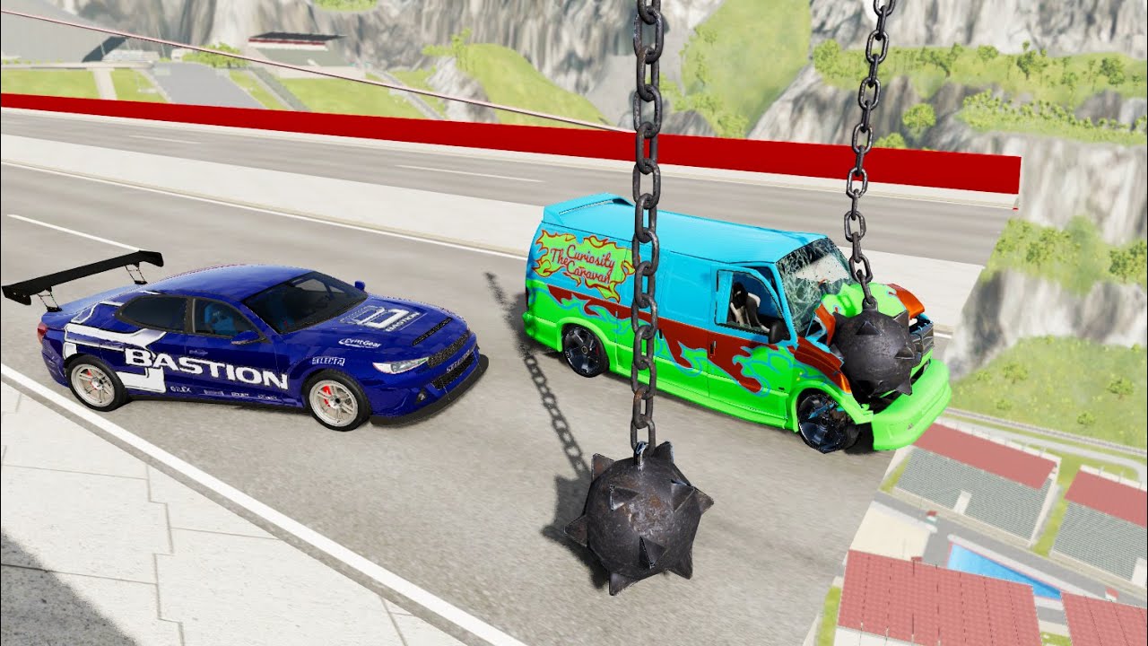 Open Bridge Jump With Giant Flail (Car Jump Arena Crashes) - BeamNG ...