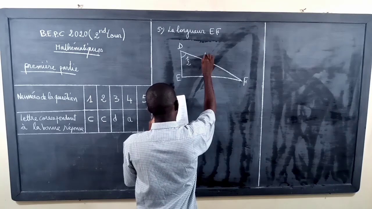 Corrigé de mathématiques du second tour du BEPC 2020 - YouTube