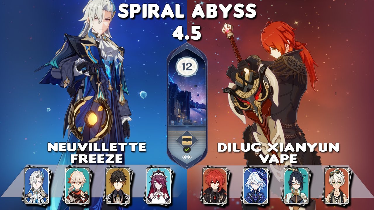 Spiral Abyss 4.5 | C0 Neuvillette Freeze & C5 Diluc Xianyun Vape ...