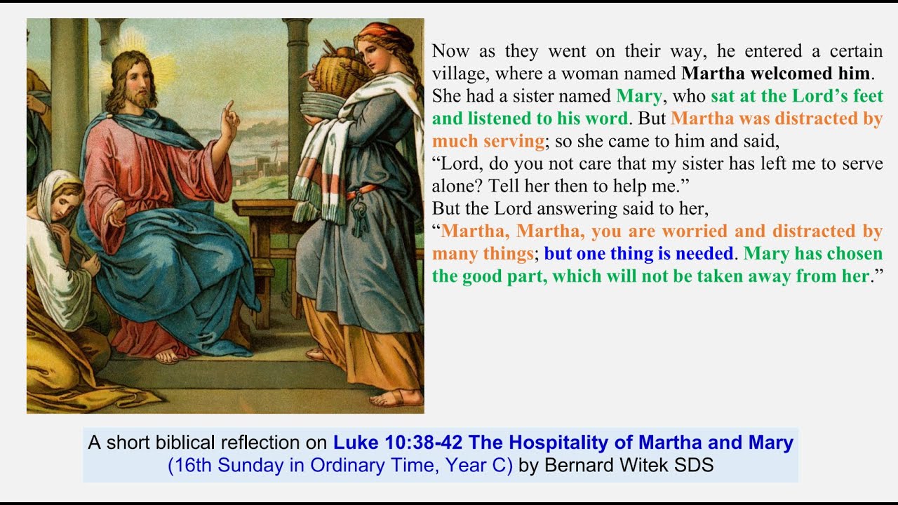 Luke 10:38-42 The Hospitality of Martha and Mary - YouTube