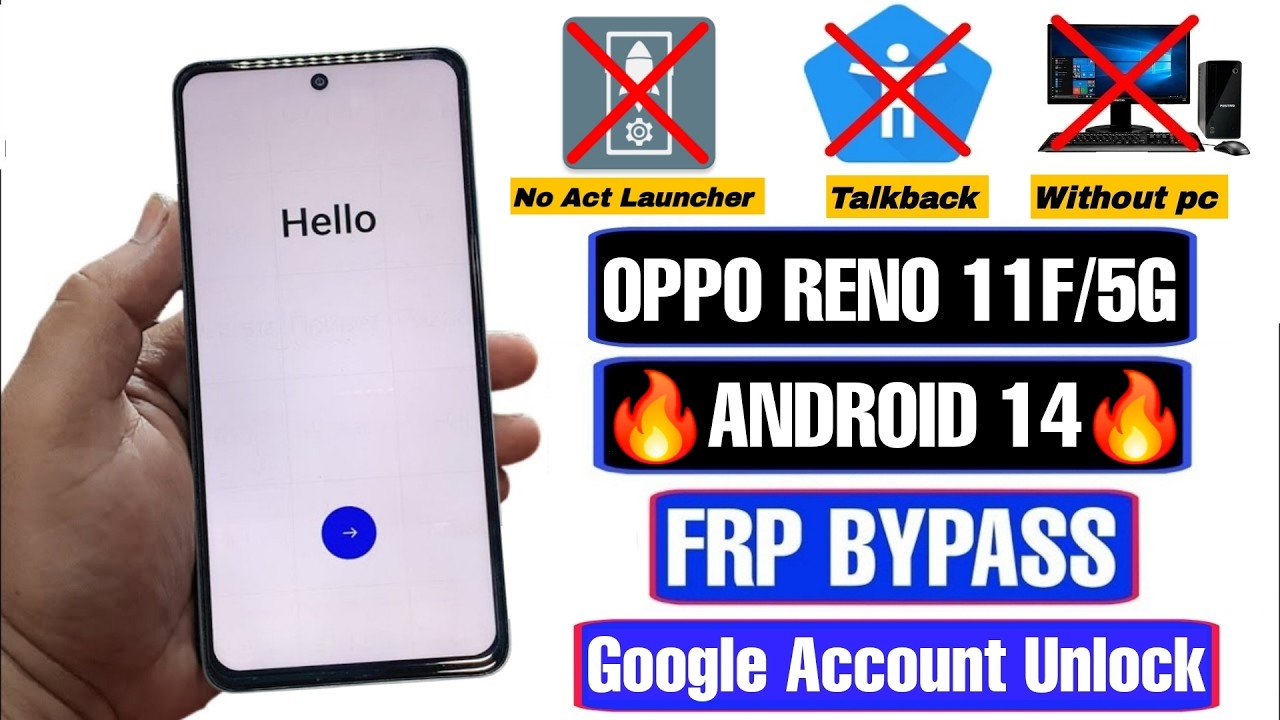 OPPO Reno 11F / 11F 5G Android 14 FRP Bypass & Unlock | Google Account ...