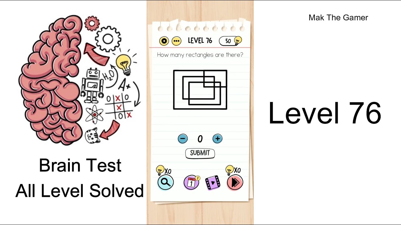 Brain Test - Level 76 - How many rectangles are there? - SOLVED - YouTube