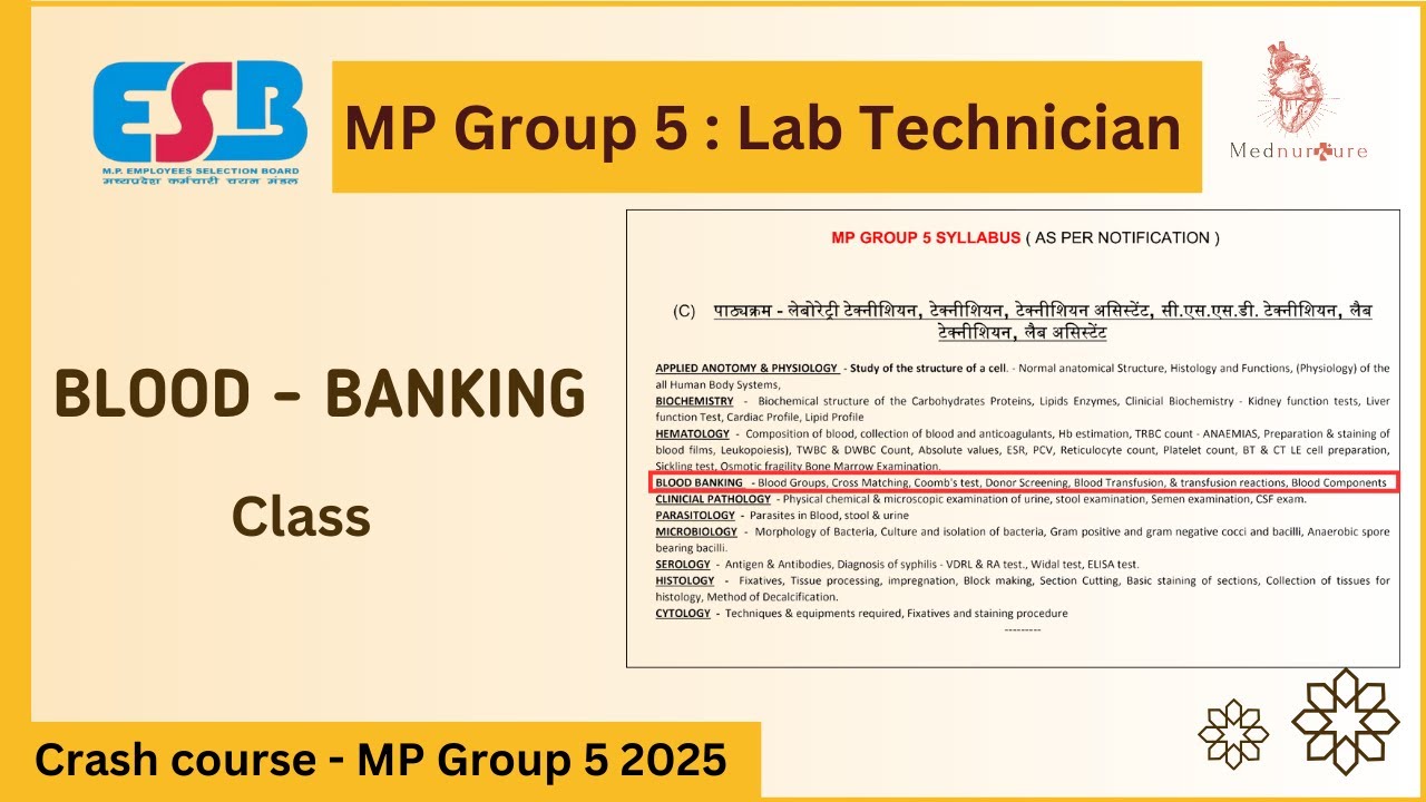 Blood Banking - MP group 5 Crash Course | MLT | By Madhukar Sir - YouTube