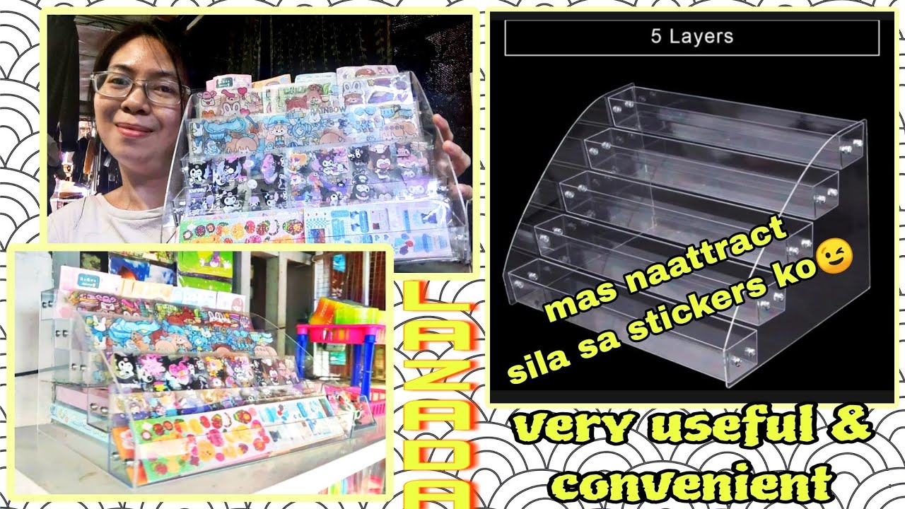 Acrylic Storage Rack Display para sa mga Stickers kong paninda ...