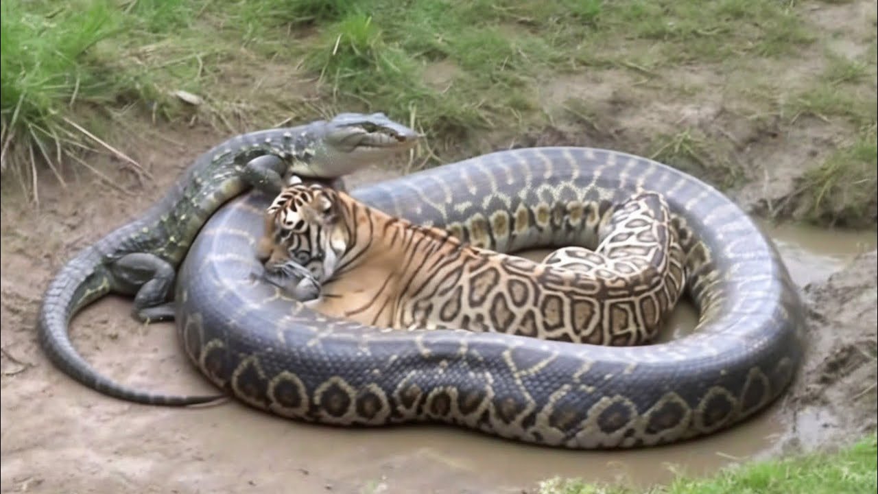Python, Tiger, and Crocodile in One Frame | Rare Wildlife Moment - YouTube