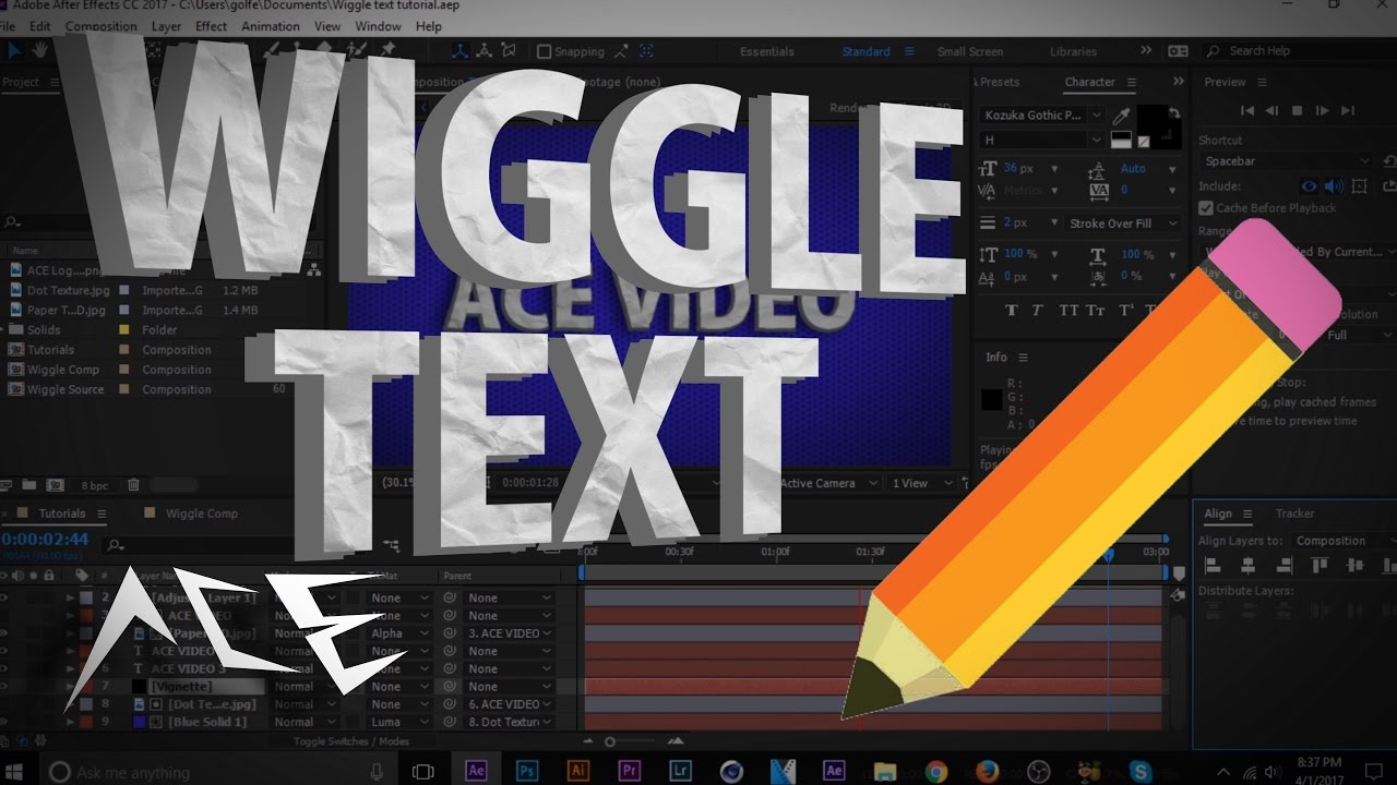 After Effects Tutorial - Wiggle Text and Track Matte (2017) - YouTube