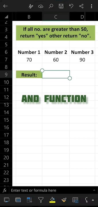 How To Use And Formula In Excel Mobile Excelformula Excelfunction Youtube
