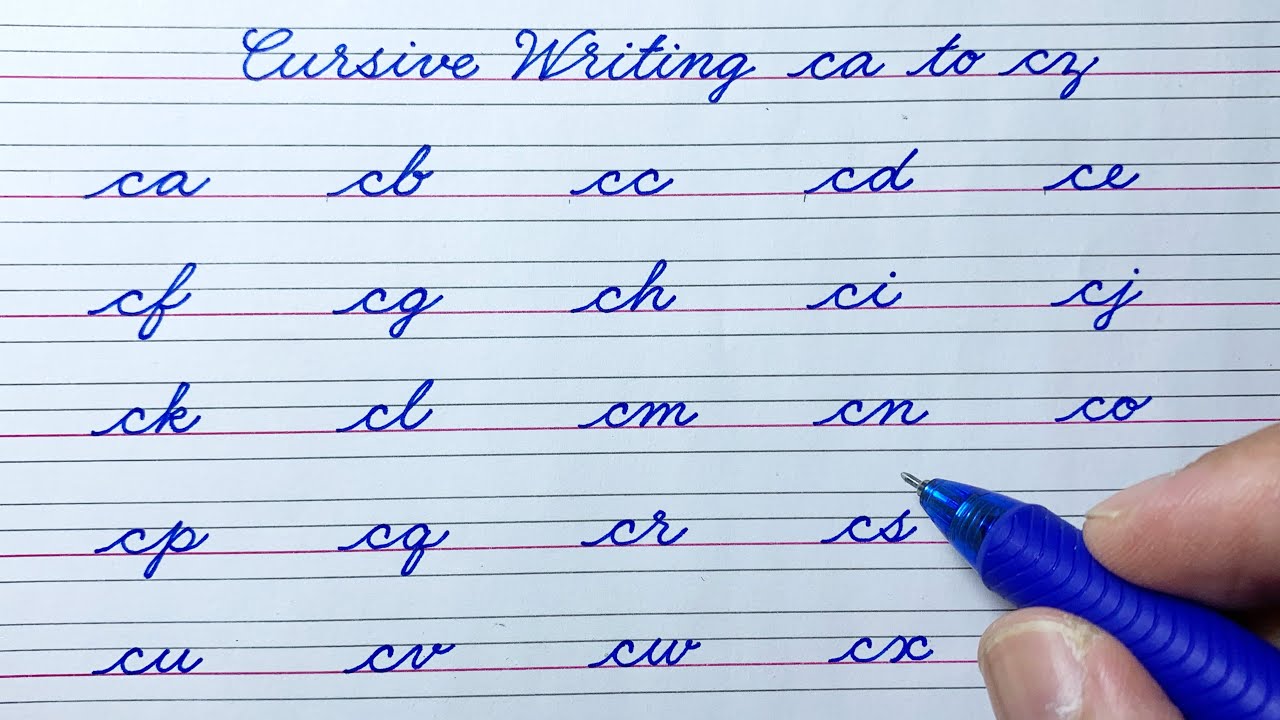 How to connect small letter c with small letters a to z in cursive ...