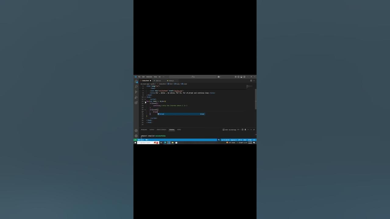 continue and break in javascript #codinglife - YouTube