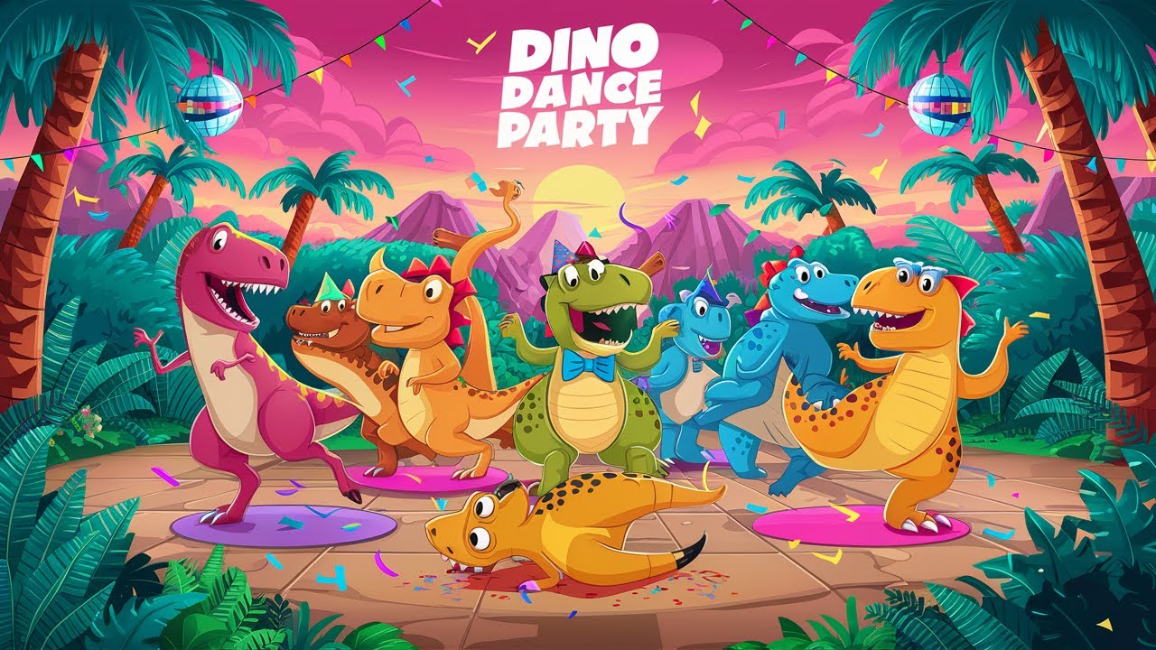 Dino Dance Party | Fun Dinosaur Dance Moves for Kids | Happykids Hub # ...