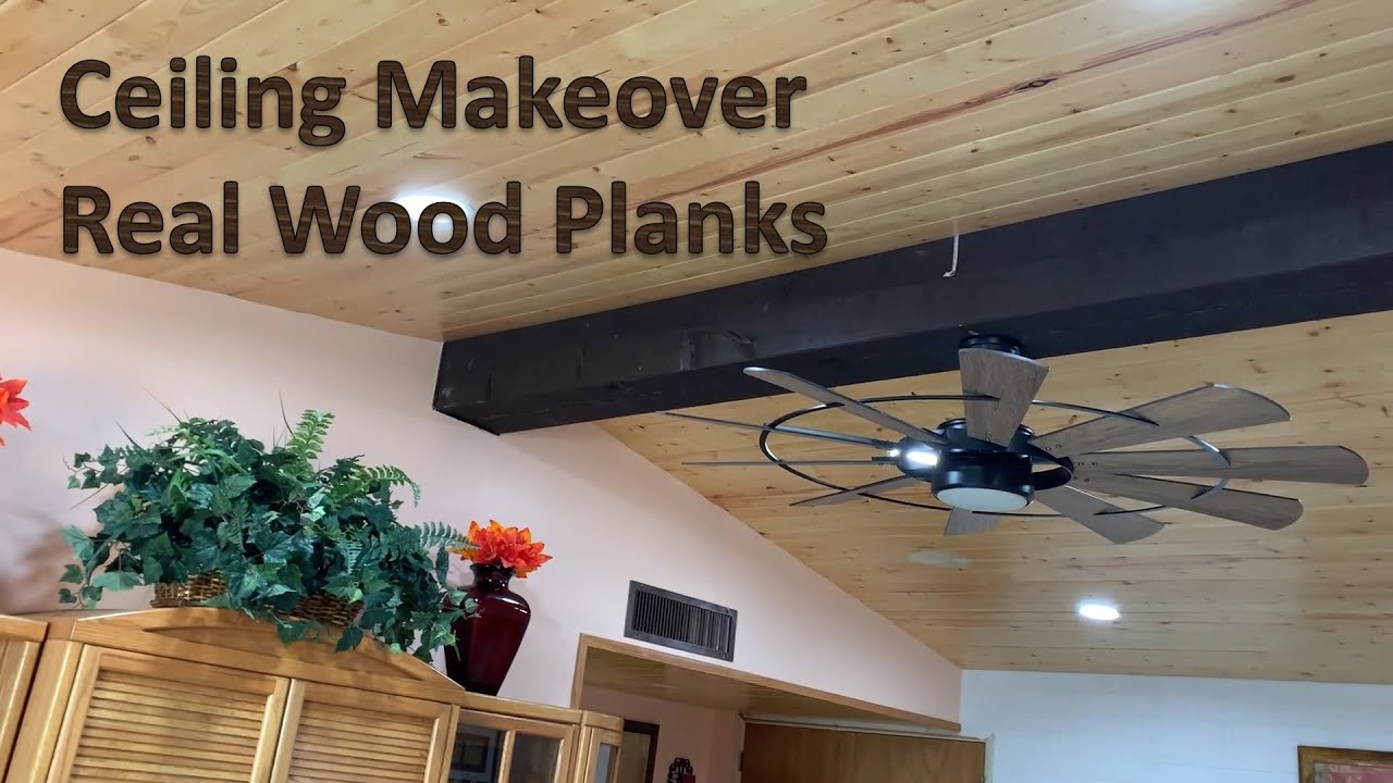 Ceiling DIY with Wooden Planks - YouTube