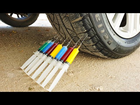 Araba ile Yumuşak Gevrek Enjektör,Sürpriz Yumurta  vs Oyuncak Ezme Deneyi.