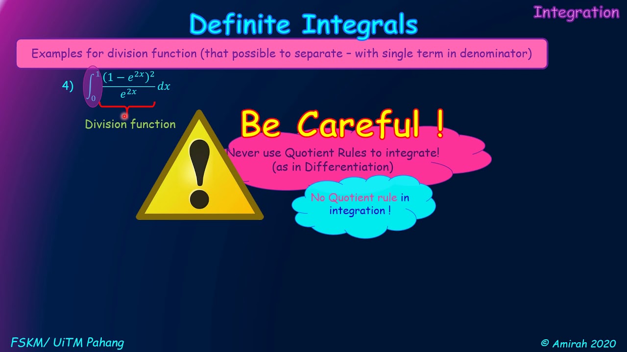 indefinite vs definite integrals (division function) - YouTube