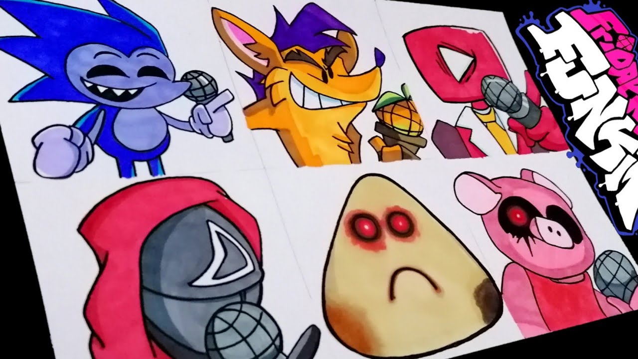 DIBUJANDO MODS DE FRIDAY NIGHT FUNKIN | PAIN MAJIN SONIC | drawing mods ...