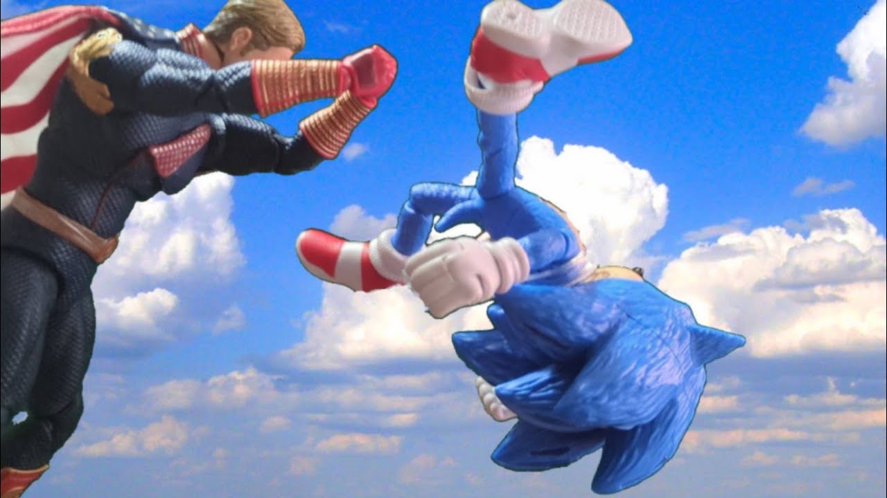 Sonic vs Homelander stop motion - YouTube