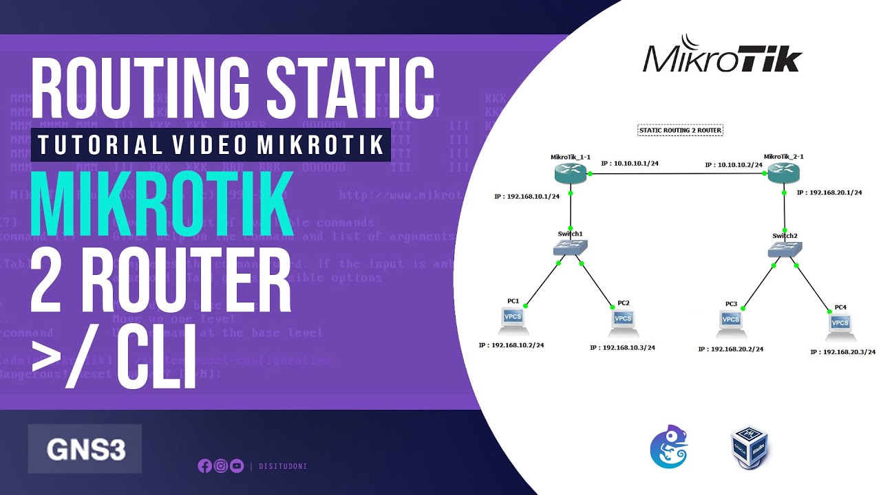 STATIC ROUTING MIKROTIK 2 ROUTER MENGGUNAKAN CLI - YouTube