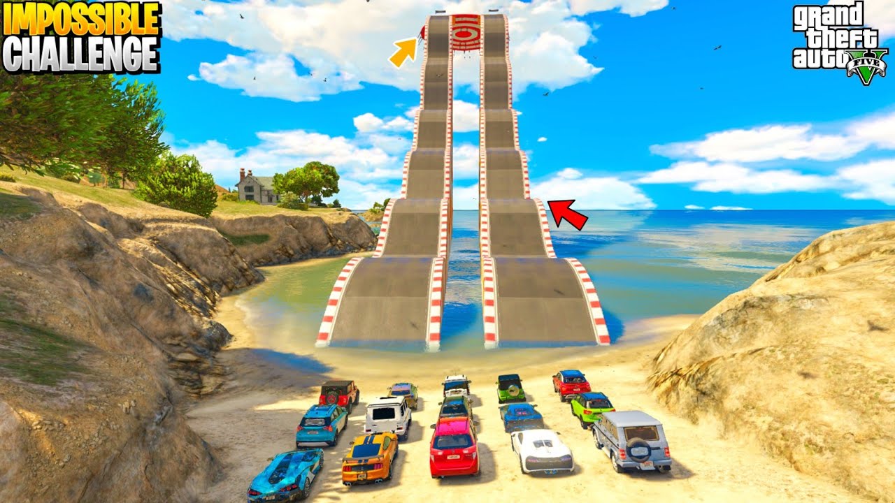 GTA 5: Indian Cars Vs Super Cars | Impossible Bump Climbing Challenge ...
