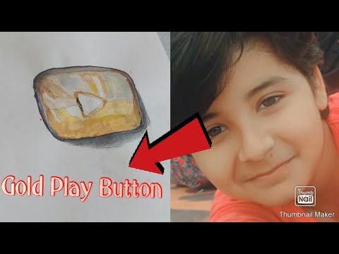 Drawing Gold Play Button with Poster colors 😍|| Arts with Anirudh ...