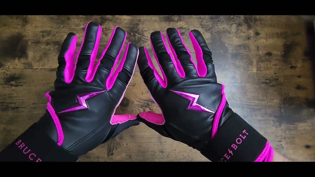 Bruce Bolt Batting Gloves Long Cuff Black With Hot Pink Creator Series ...