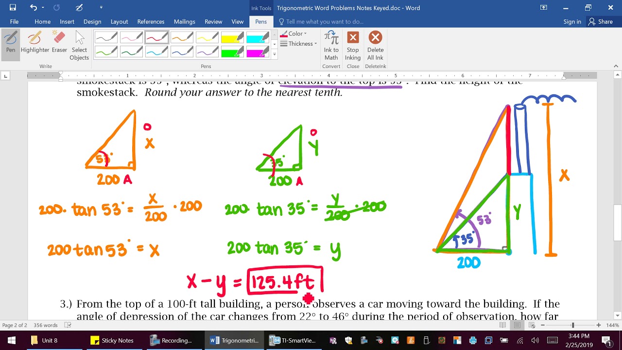 Trigonometric Word Problems Notes - YouTube