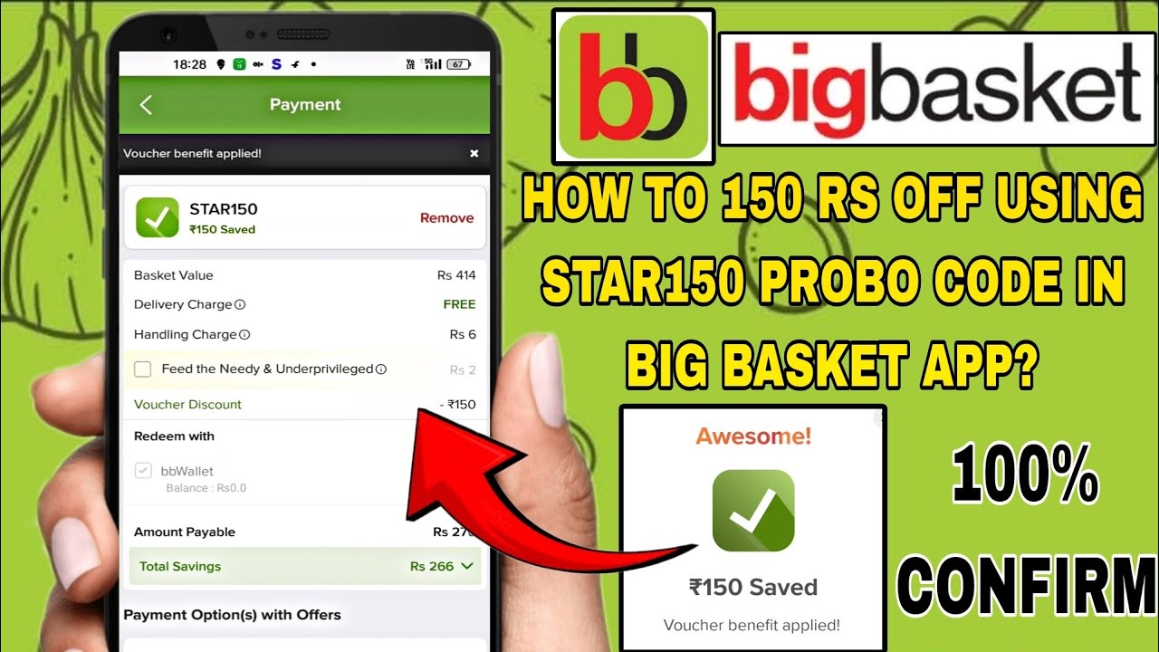 Big basket 150 rs off using STAR150 promo code | How to get 150 rs off ...