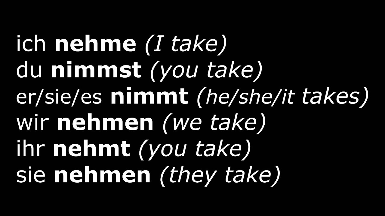 Learn German Verbs - Lesson 20 - nehmen (take) - Verben im Präsens ...