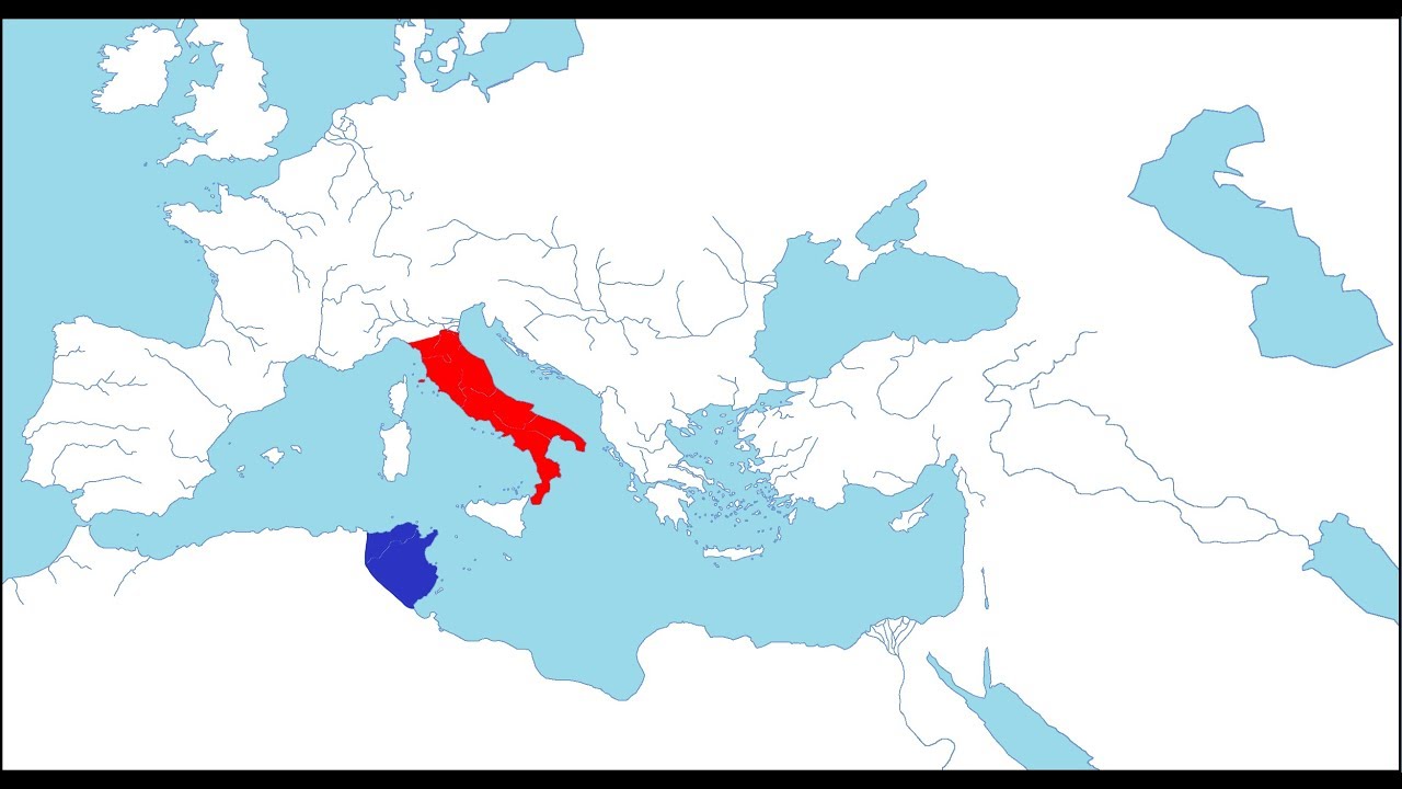 제 1, 2, 3 차 포에니 전쟁 지도 map of punic wars 264 bc - 146 bc. - YouTube