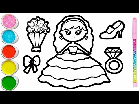 Bride With Wedding Accesories Drawing, Coloring, Painting For Kids ...