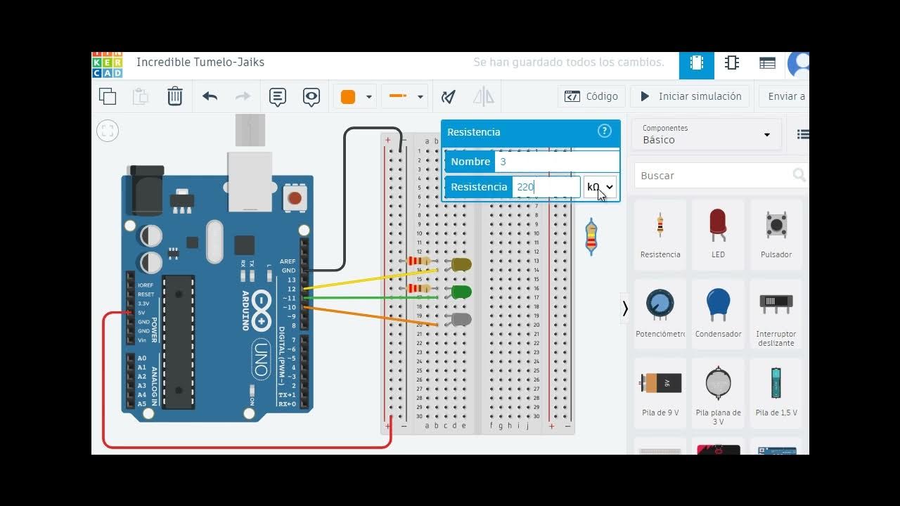 Encendido de varios Led's con Arduino en simulador Tinkercad - YouTube